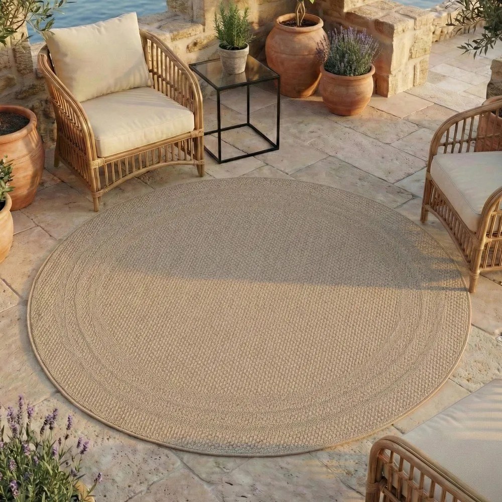 Béžový kulatý vnitřní a venkovní koberec ø 160 cm Desert 1304 – Ayyildiz Carpets