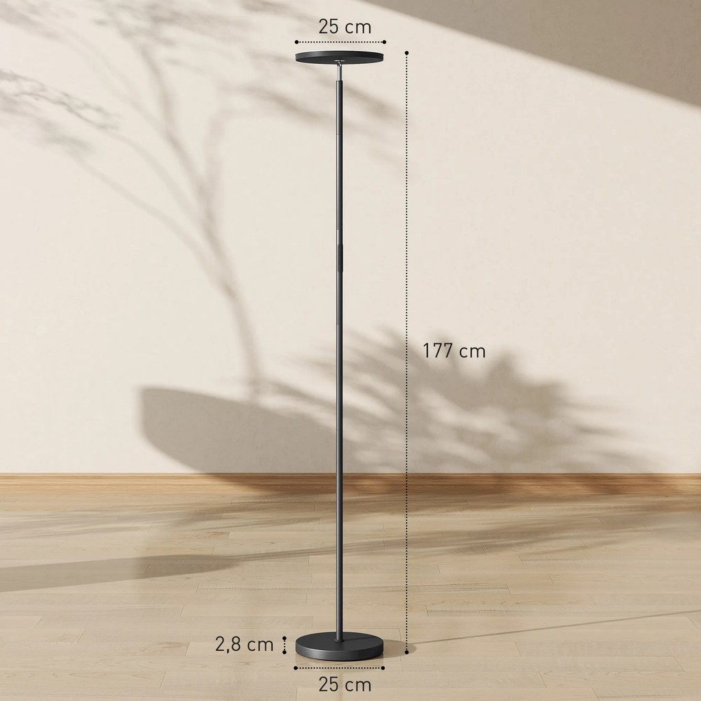 HOMCOM RGB lampička Uplighter, stmívatelná lampa s dálkovým ovládáním a dotykovým ovládáním, 350° otočná hlava, černá