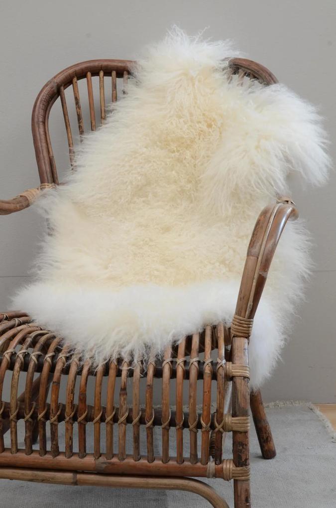 IB LAURSEN Tibetská ovčí kožešina Natural white, bílá barva, krémová barva, kožešina