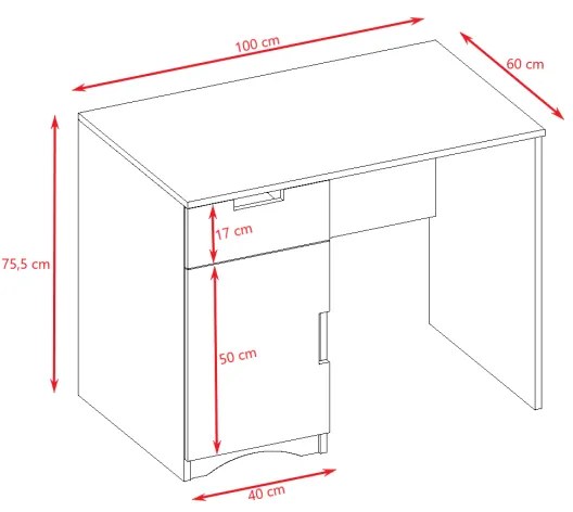 Dětský psací stůl Classic 100 cm bílý