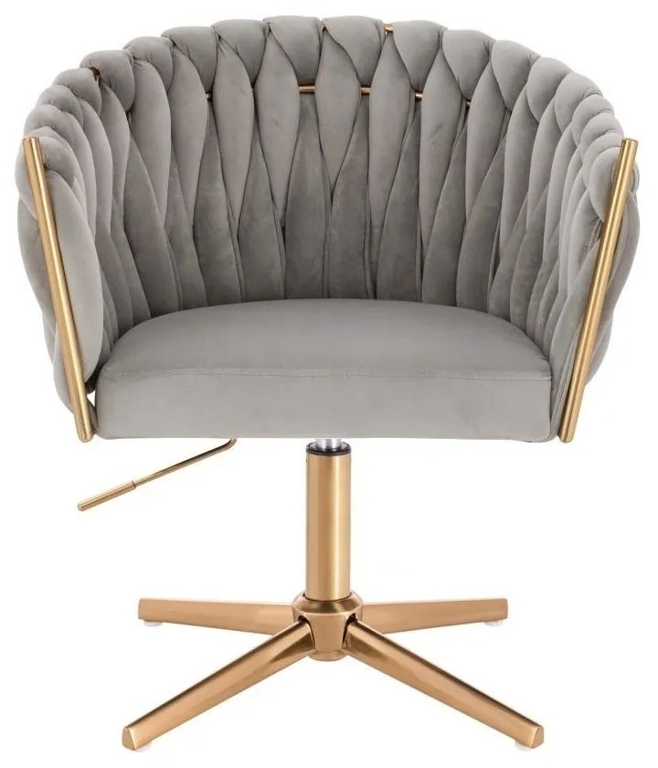 LuxuryForm DESIGN Otočná židle NORDEN VELUR na zlatém kříži - světle šedá