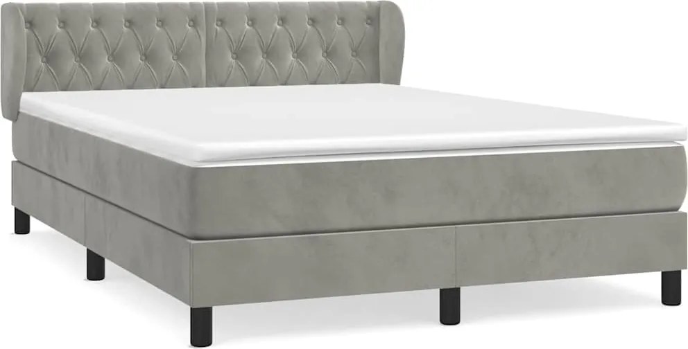 Box spring postel s matrací světle šedá 140x190 cm samet 3127667