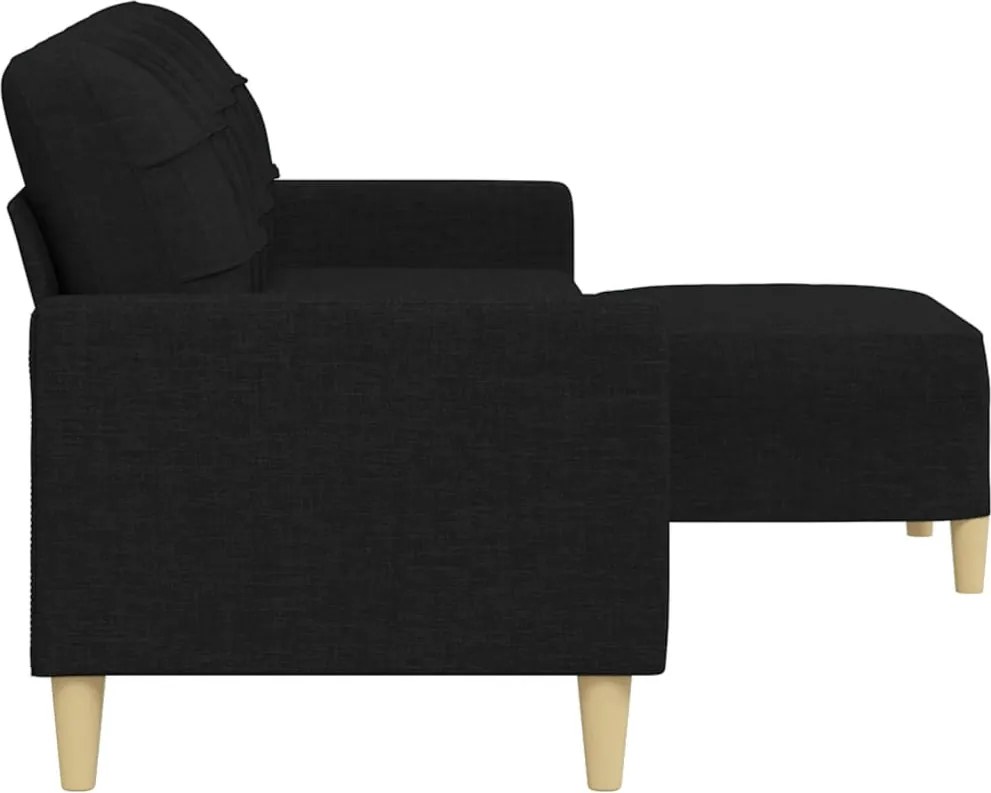 3místná pohovka s podnožkou černá 210 cm textil 3278253