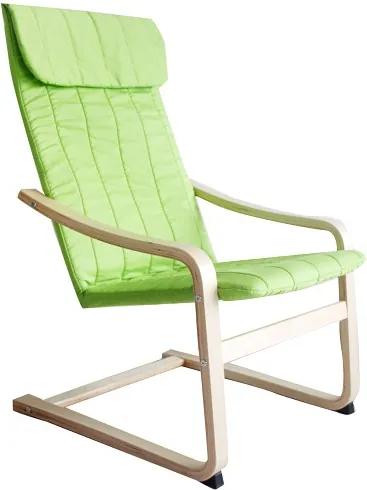 Relaxační křeslo, březové dřevo / zelená látka, TORSTEN 0000190938 Tempo Kondela