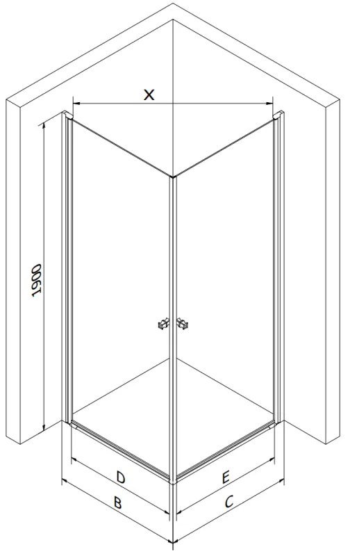 Mexen Pretoria sprchový kout duo 80x70 cm, chromový profil, 6mm čiré sklo, 852-080-070-02-00