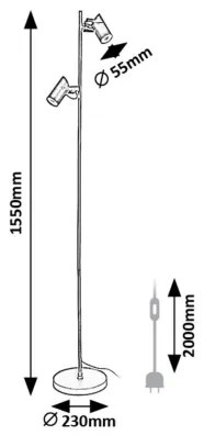 Rabalux 73046 - Stojací lampa MAXIMILIAN 2xGU10/10W/230V