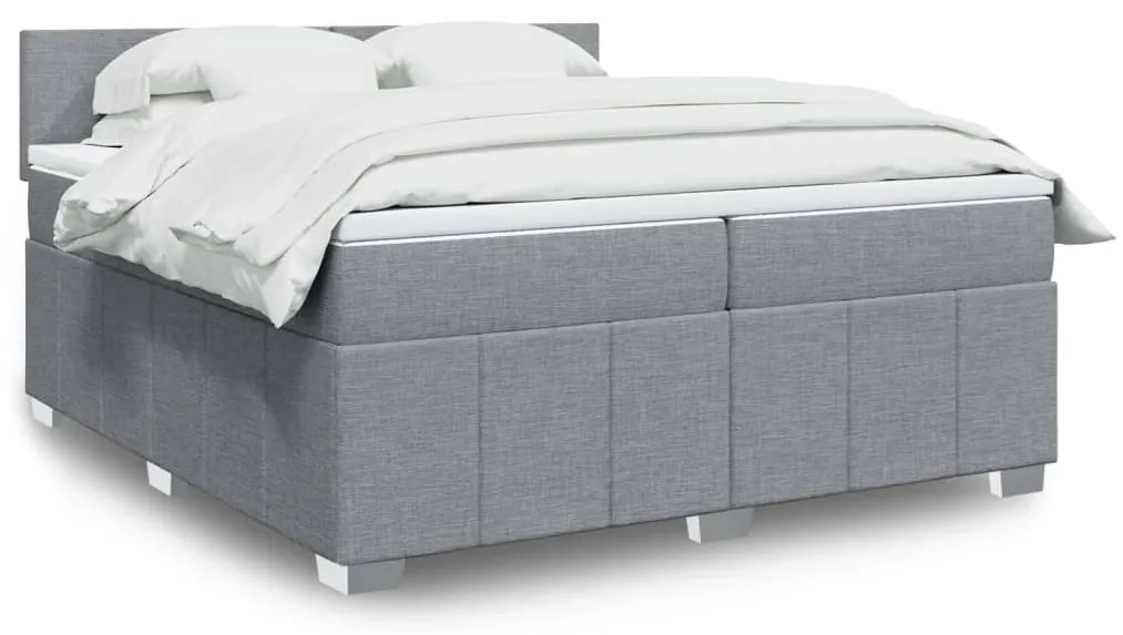 Box spring postel s matrací světle šedá 200 x 200 cm textil
