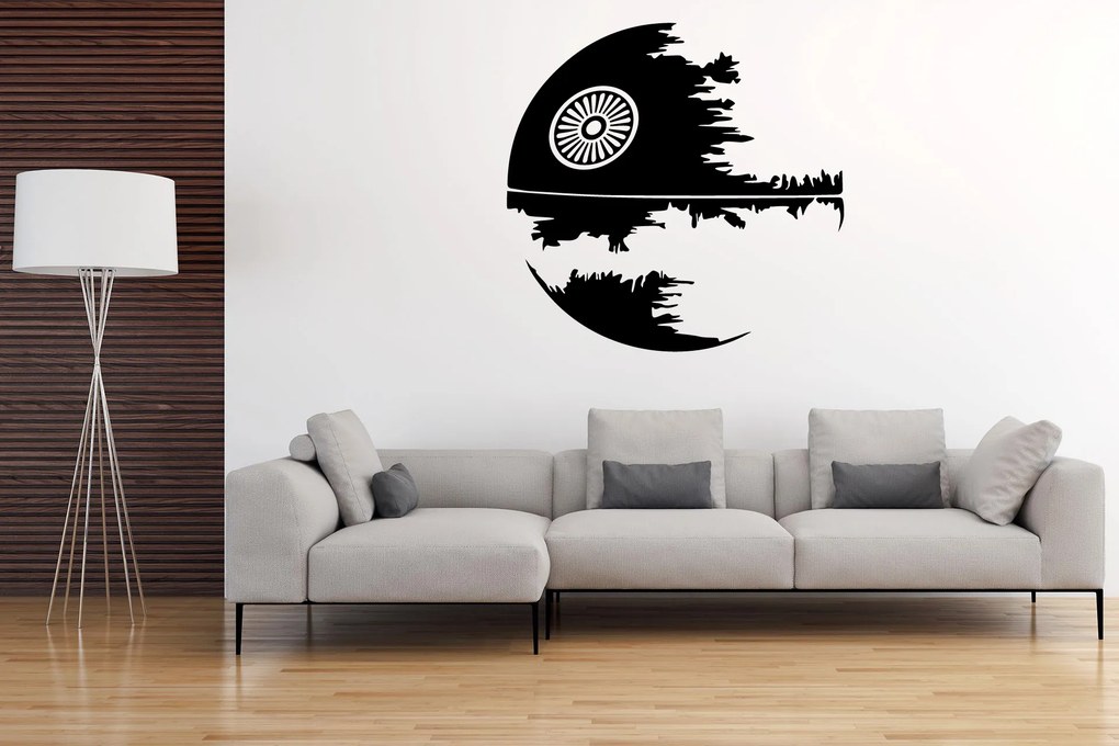 Lepy.cz Samolepka na zeď Hvězda Smrti - Star Wars Velikost (šířka x výška): 80x78cm, Barevná varianta: Bílá