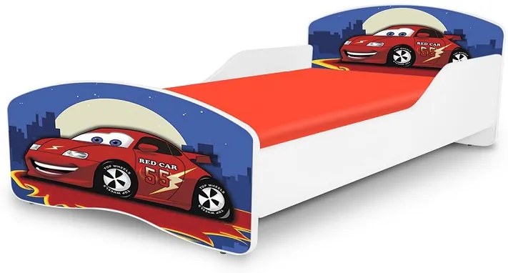 Dětská postel Červené auto ve městě - small rainbow - Rozměry 160x80