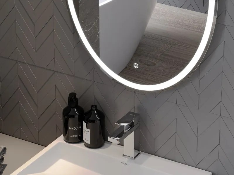 Mexen Elz, LED koupelnové zrcadlo s podsvícením 60 x 80 cm, 6000K, ochrana proti zamlžování, 9802-060-080-611-00
