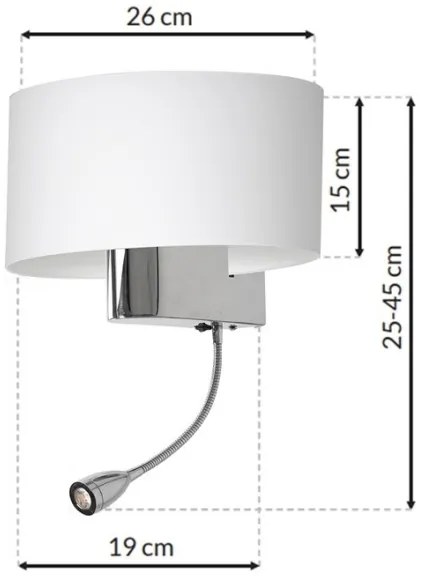 LED Nástěnná lampa CASINO 1xE27/60W/230V + LED/1W/230V bílá