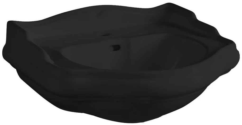 Kerasan Retro asymetrické umyvadlo 56 x 46,5 cm s otvorem pro baterii s přepadem keramické černá mat 104531