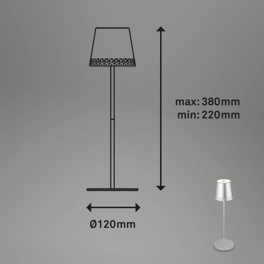 LED stolní lampa Kiki s baterií 3000K, matný chrom