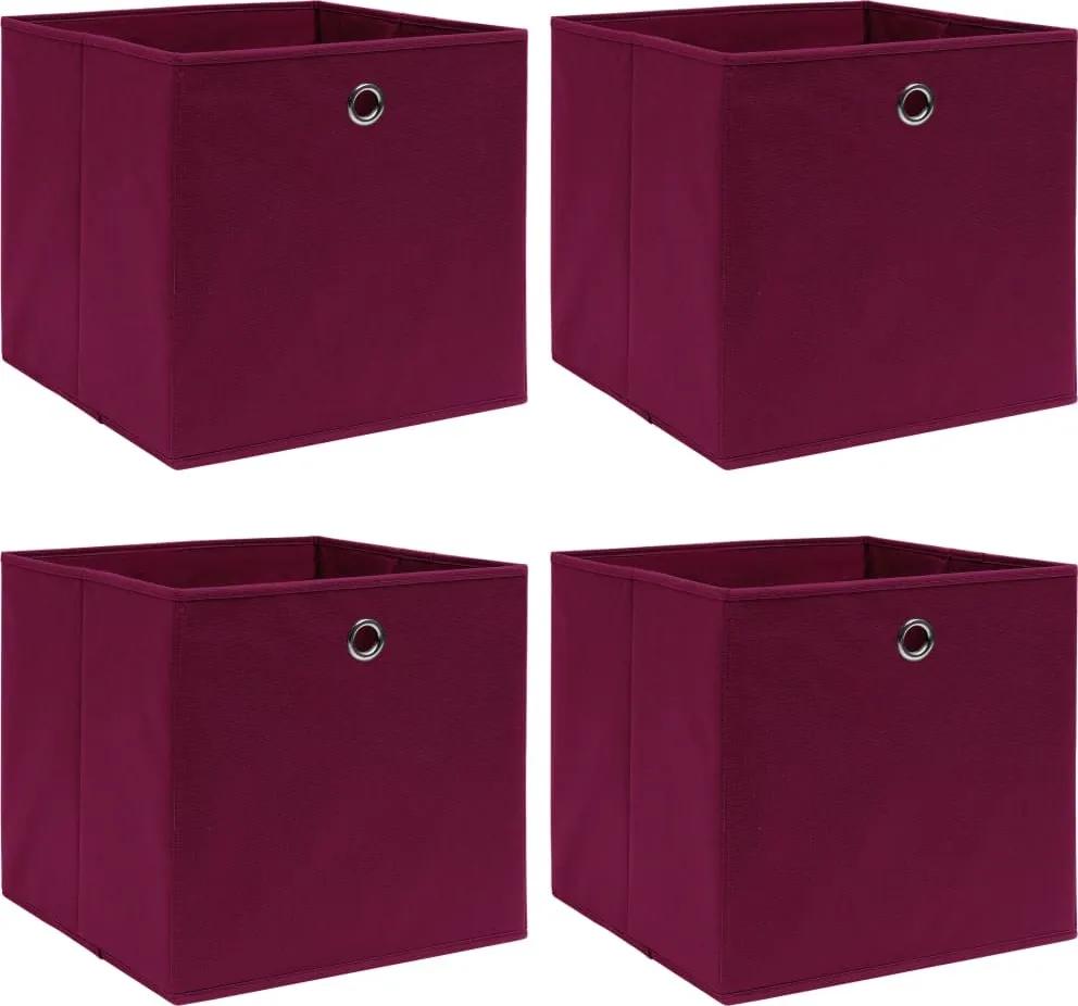 vidaXL Úložné boxy s víky 4 ks modré 32 x 32 x 32 cm textil [288346] Barva: červená s víky