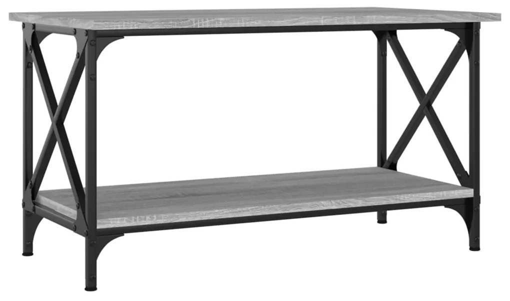 vidaXL Konferenční stolek šedý sonoma 80x45x45 cm kompozit a železo