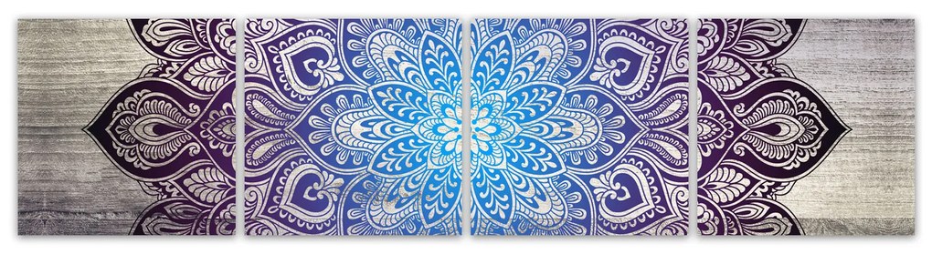 Malvis ® Obraz mandala na dřevě V Velikost (šířka x výška): třídílný obdélník - 150x100 cm