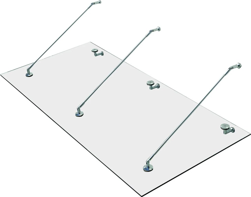 HOMCOM stříška skleněná stříška dveří z tvrzeného skla (ESG) nerezová ocel čiré sklo 3 velikosti (200x90cm) (L)