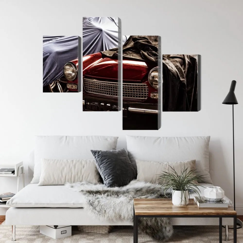 Vícedílný obraz Italské Retro Auto Potažené Látkou Nedostatek Nedostatek Plátno Canvas 120x75