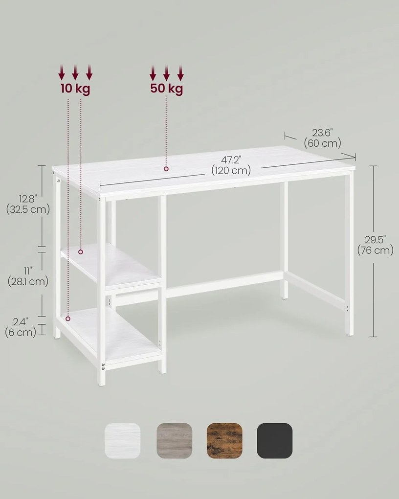 Psací stůl VASAGLE PENEE 120 cm bílý