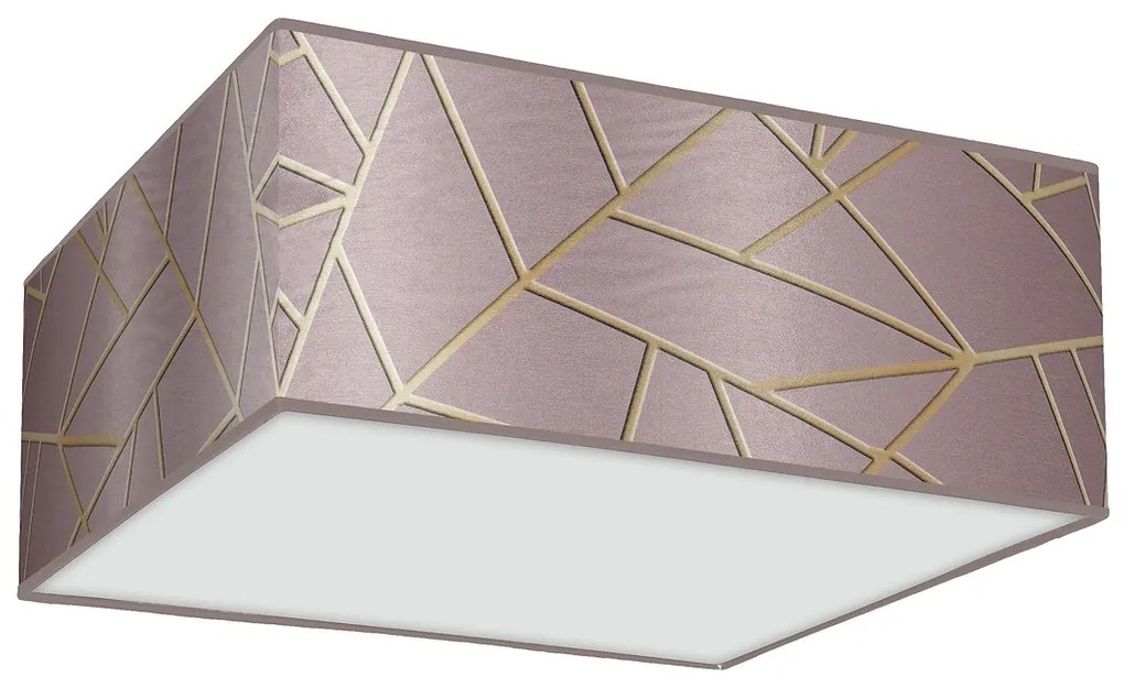 Stropní svítidlo Ziggy Square, 1x růžové/zlaté textilní stínítko, (bílé plexisklo), (50 cm)