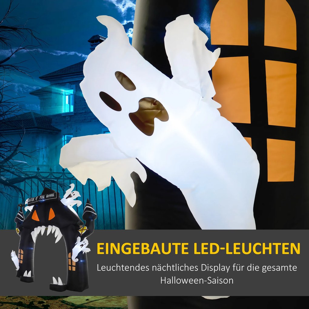 Outsunny Halloween nafukovací oblouk, Halloween dekorace, 300 cm velká Halloween dekorace s LED osvětlením, párty dekorace pro vnitřní a venkovní pro…