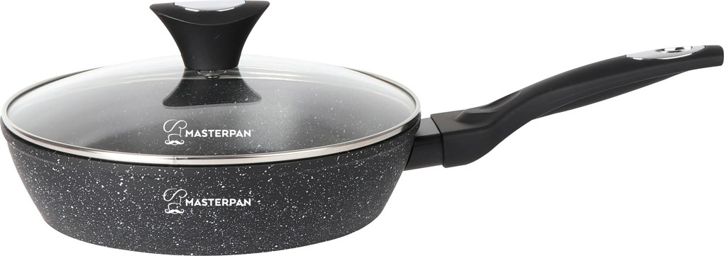 Černá mramorová pánev s víkem Non-stick 28CM Masterpan Premium