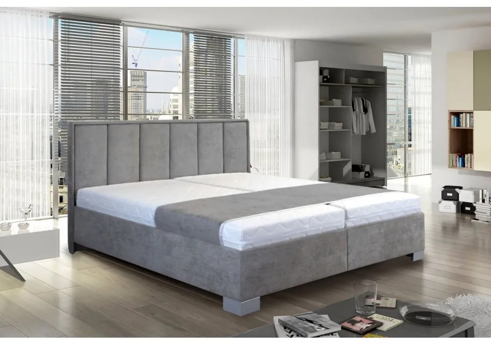 Zvýšená čalouněná postel Karin, s úložným prostorem GrivalBed, Fialová