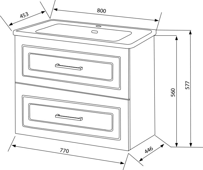 Lavedo Tokyo Air 80 koupelnová skříňka s umyvadlem z litého mramoru