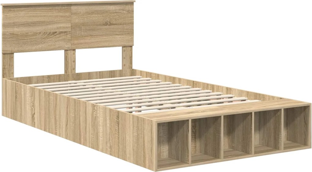 Rám postele s policí Sonoma dub 120 x 200 cm Kompozitní dřevo 3408391