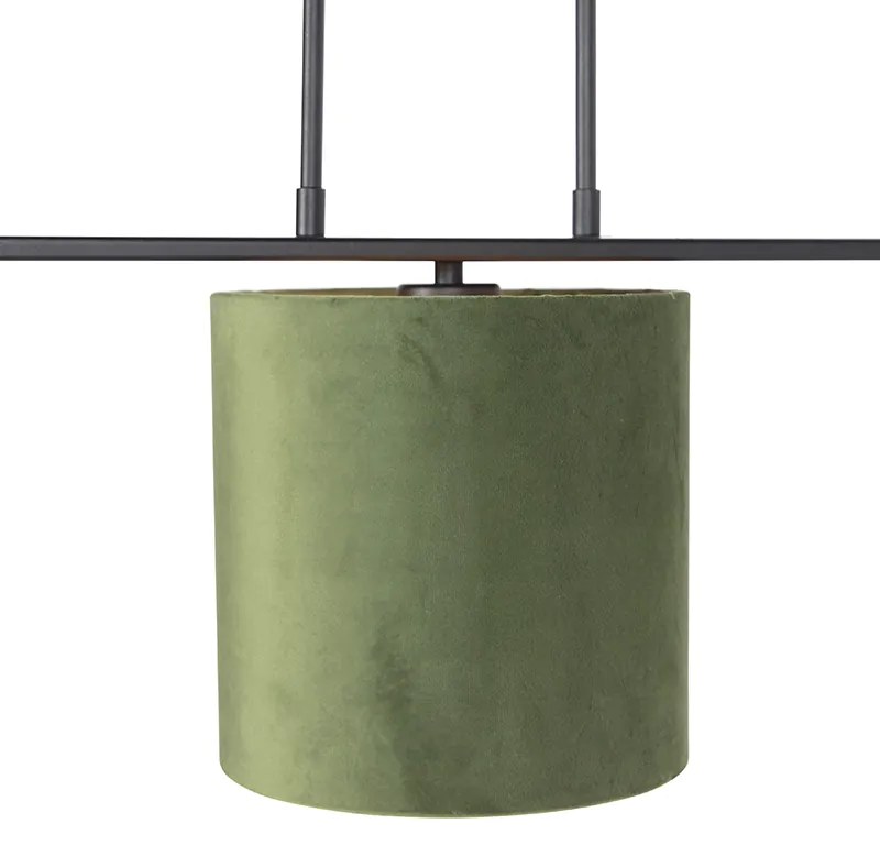 Závěsná lampa s velurovými odstíny zelené se zlatem 20cm - Combi 3 Deluxe