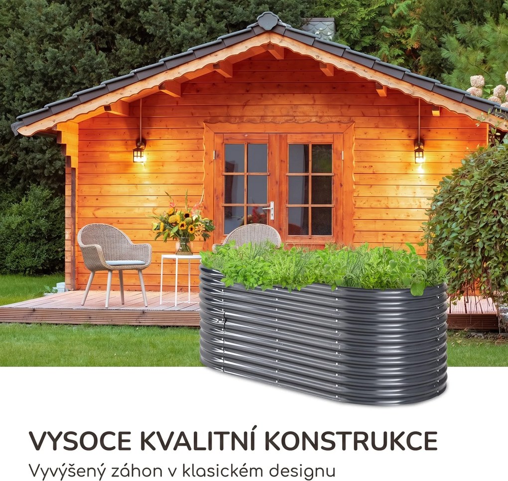 Blumfeldt High Grow vyvýšený záhon 200 x 80 x 100 cm ocelový vlnitý plech, snadná montáž