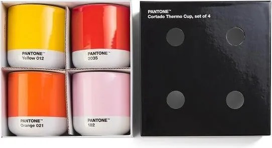 Termohrnek pantone hrnek cortado set - oranžová, červená, žlutá, růžová