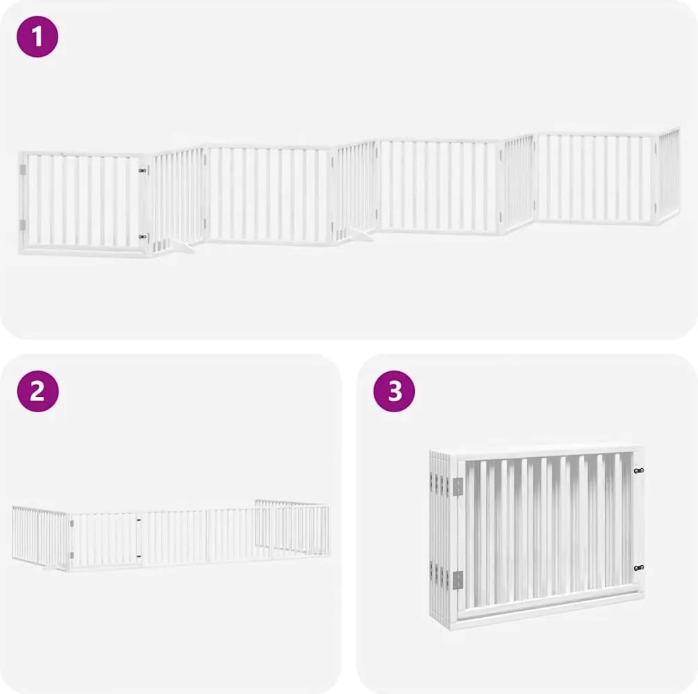 Zábrana pro psy s dvířky skládací 8 panelů bílá 640 cm topol 3155562