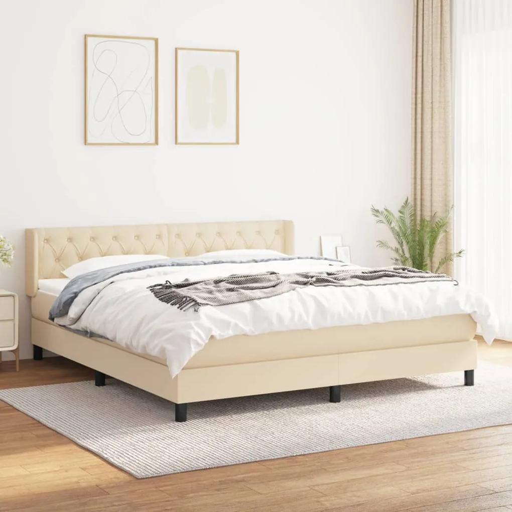 Box spring postel s matrací krémová 160x200 cm textil,  3129966