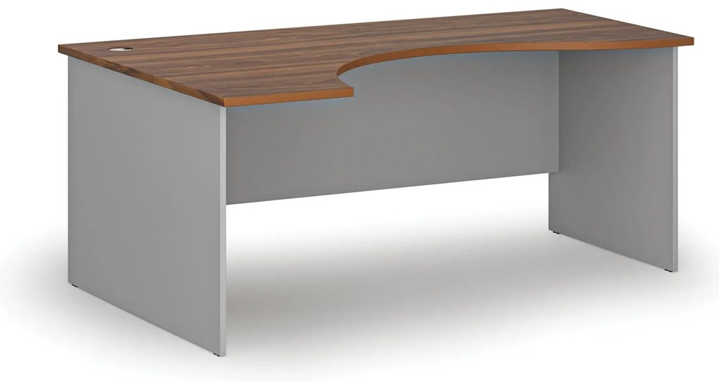 Ergonomický kancelářský psací stůl PRIMO GRAY, 180x120 cm, levý, šedá/ořech