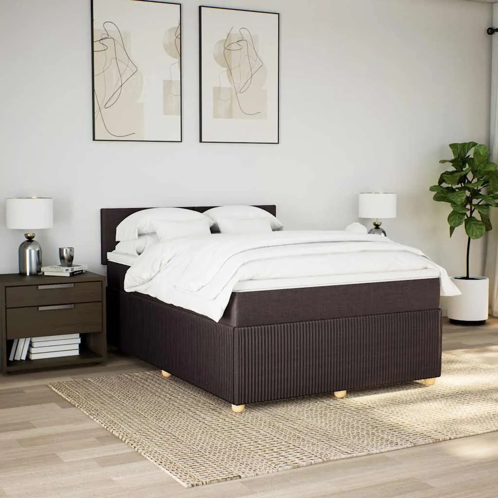 Box spring postel s matrací tmavě hnědá 140x190 cm textil 3289747