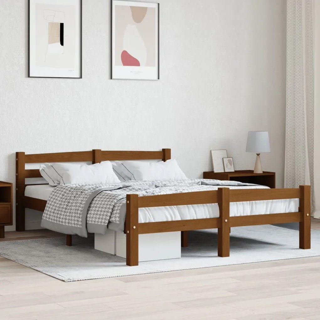 Rám postele bez matrace Honey Brown Masivní borovicové dřevo 322078