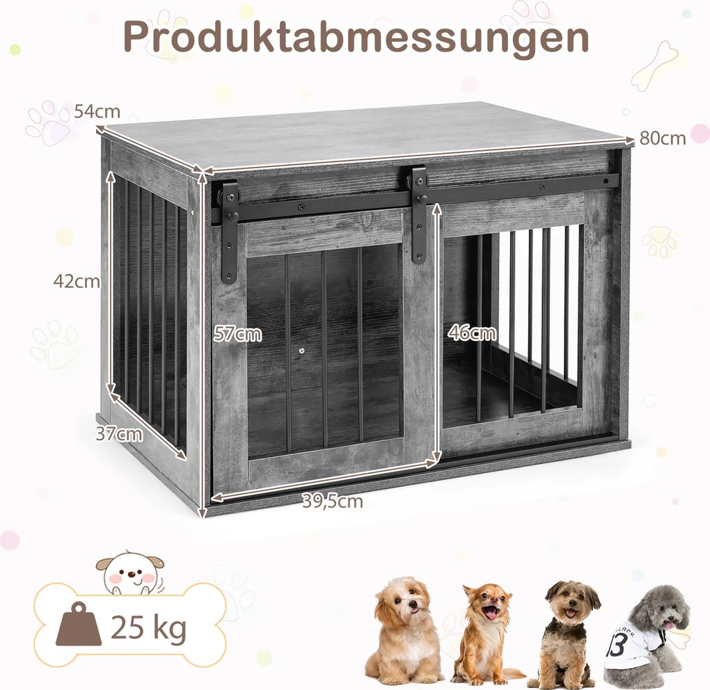 Costway 80 cm Přepravka pro těžké psy s posuvnými dvířky Nábytek