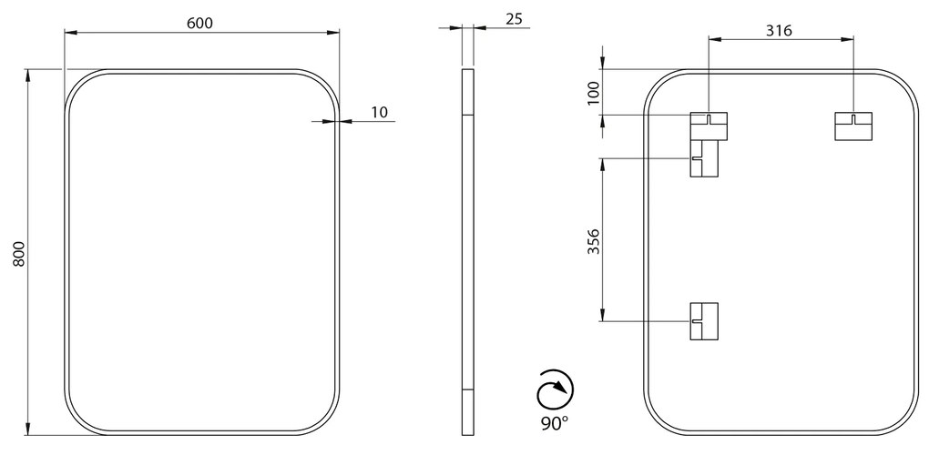 Sapho Sapho, AROWANA zrcadlo v rámu 60x80cm, černá mat, AWB0600