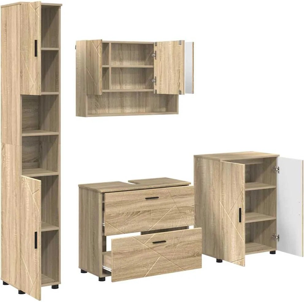 Sada koupelnového nábytku 4 ks Sonoma dub 35 x 30 x 192 cm 3393085