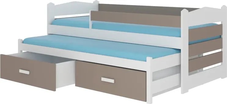 Postel dvojitá s bariérou TIARRO 200x90 bílá – hříbková (97 x 80) cm