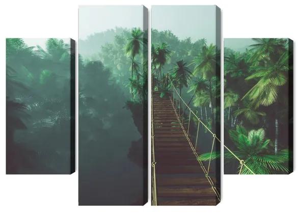 Vícedílný obraz Lanový Most V Džungli 3D Nedostatek Nedostatek Přírodní plátno 120x90