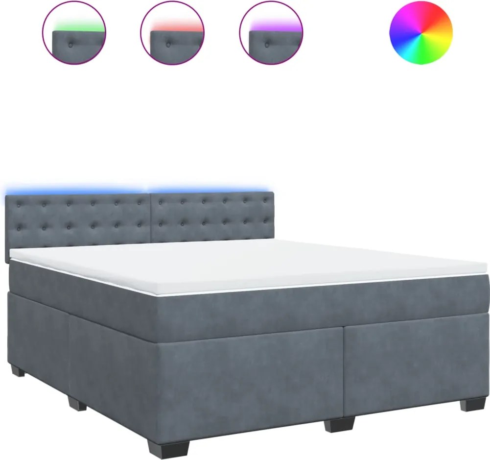 Box spring postel s matrací tmavě šedá 180x200 cm samet 3288691