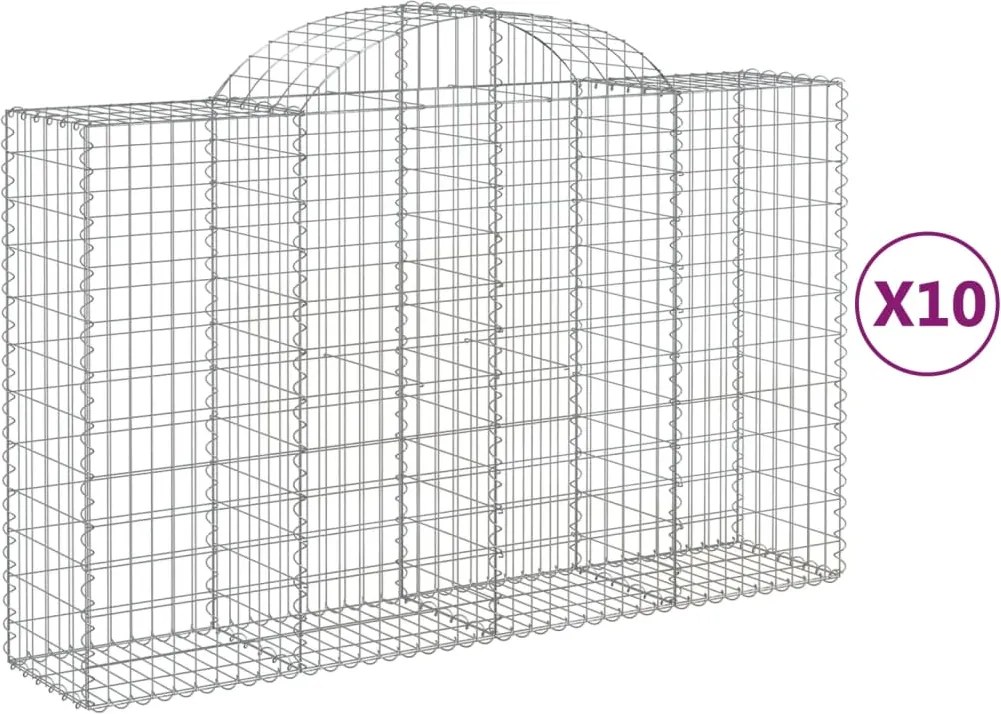 Klenuté gabionové koše 10ks 200x50x120/140cm pozinkované železo 3146349