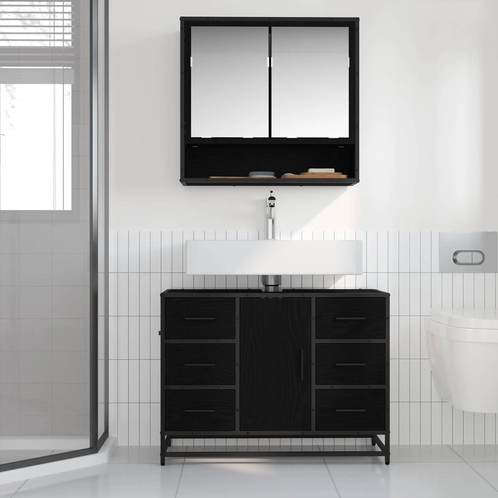 Sada koupelnového nábytku 2 ks Černý dub 80 x 33 x 60 cm 3402428