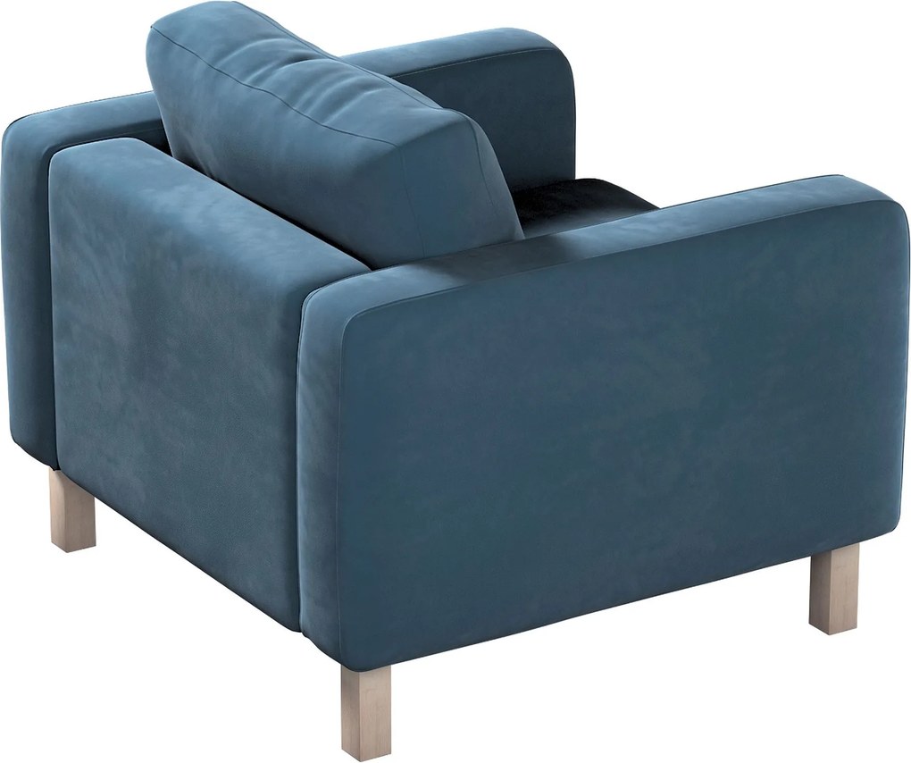 Potah na křeslo IKEA Karlstad, krátký barva modrá látka lesklé, sametová