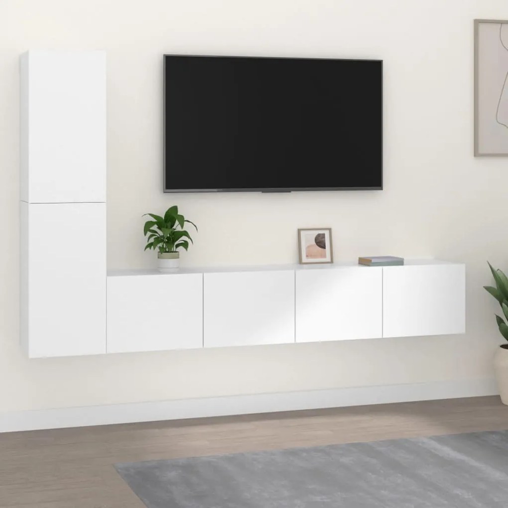 4dílný set TV skříněk bílý kompozitní dřevo 3114310