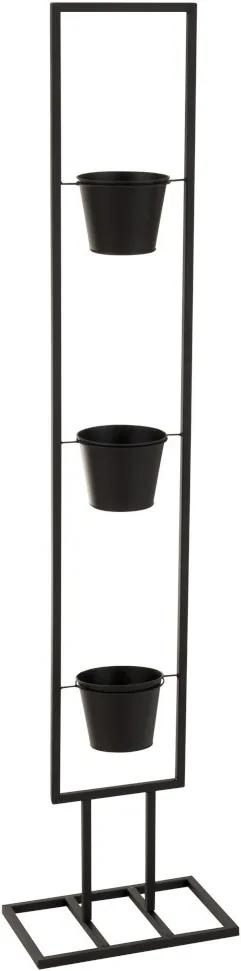 Černý kovový stojan na 3 květináčky - 30*20*130 cm