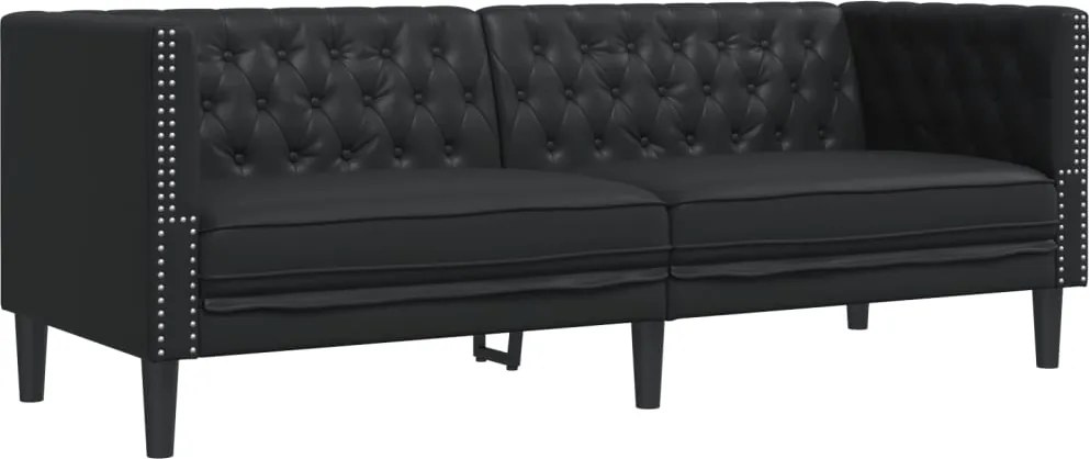 3dílná sedací souprava Chesterfield černá umělá kůže 3209267