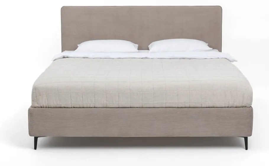 Čalouněná dvoulůžková postel taupe s matrací/s roštem 180x200 cm Noira Slim – Bonami Selection